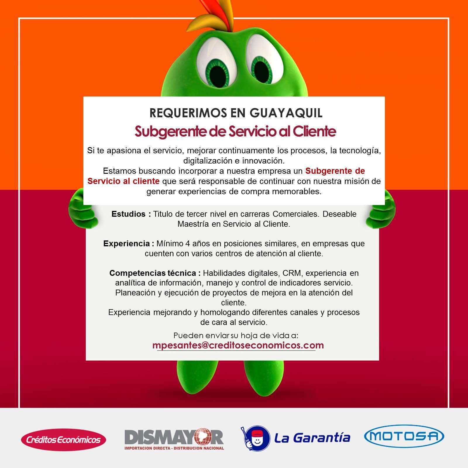 Subgerente Servicio al Cliente – Mi mejor perfil